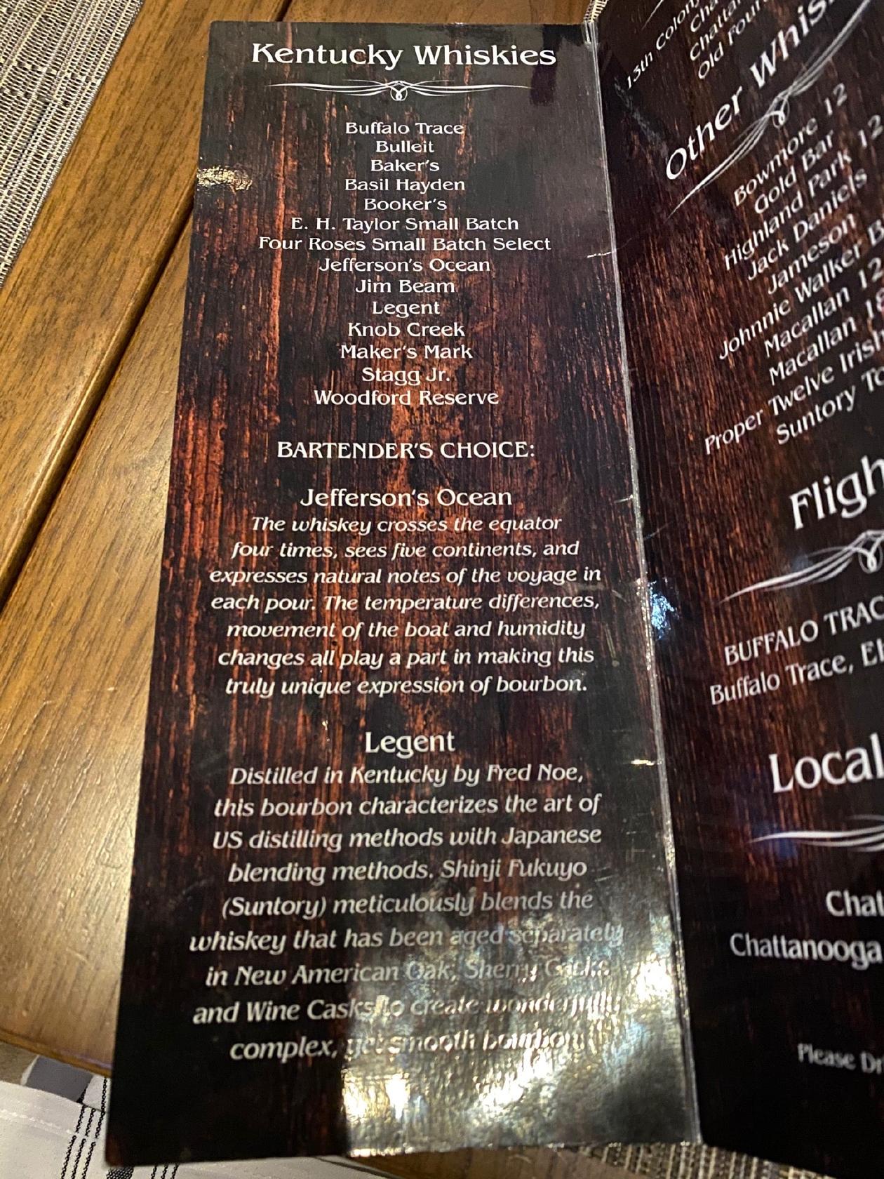 Menu at Hickory and Hazel, Renaissance Hotel pub & bar, Atlanta