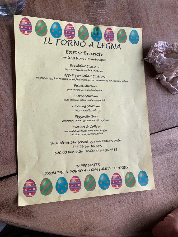 Carta de pizzería Il Forno a Legna, Rahway