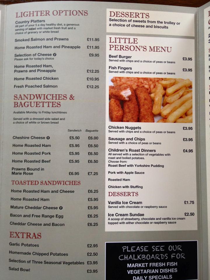 Menu at THE MAYPOLE INN pub & bar, Little Leigh, Hill Top Rd