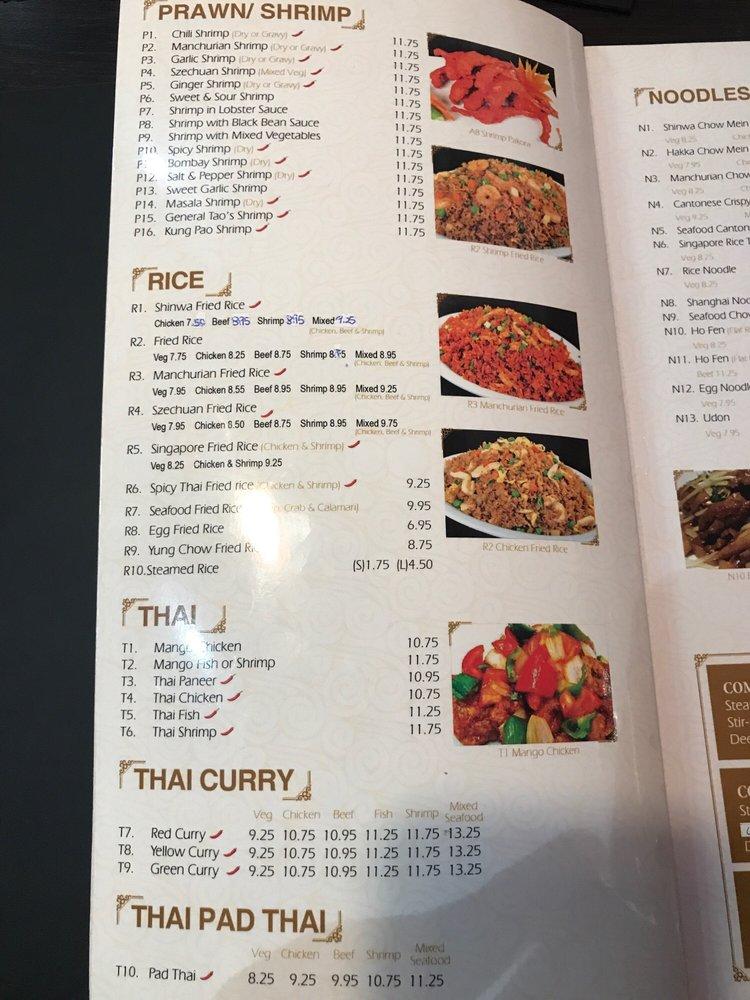 Menu at Shinwa Asian cuisine restaurant, Waterloo