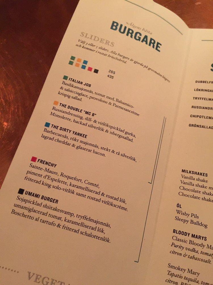 Menu at The Flying Elk pub & bar, Stockholm