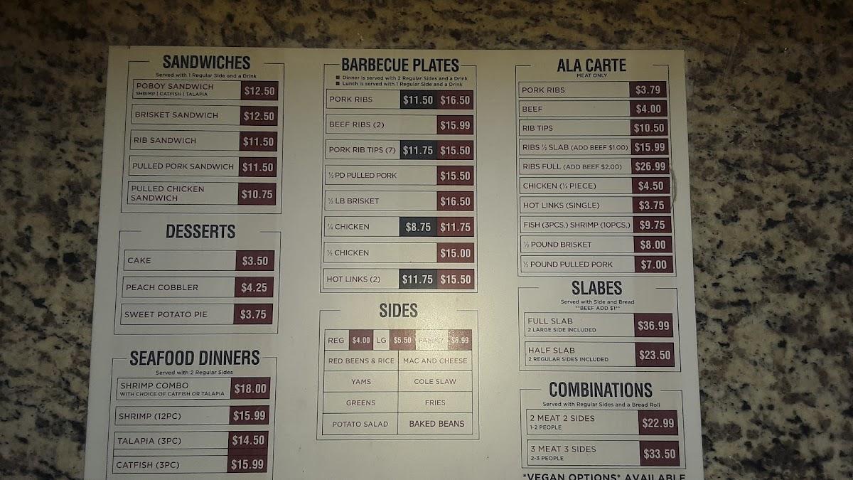 Menu at Carrie’s restaurant, San Bernardino