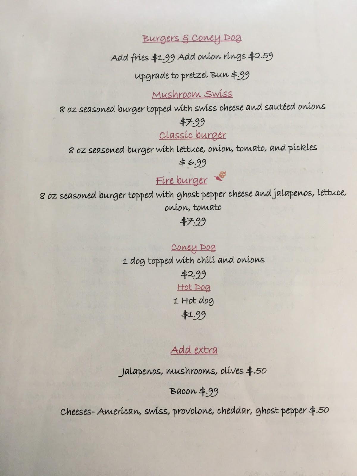 Menu at Country Red Hen restaurant, Peck