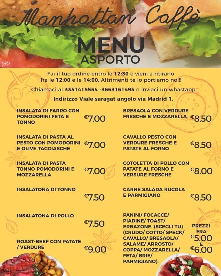 Menu at Manhattan Caffe' pub & bar, Collecchio
