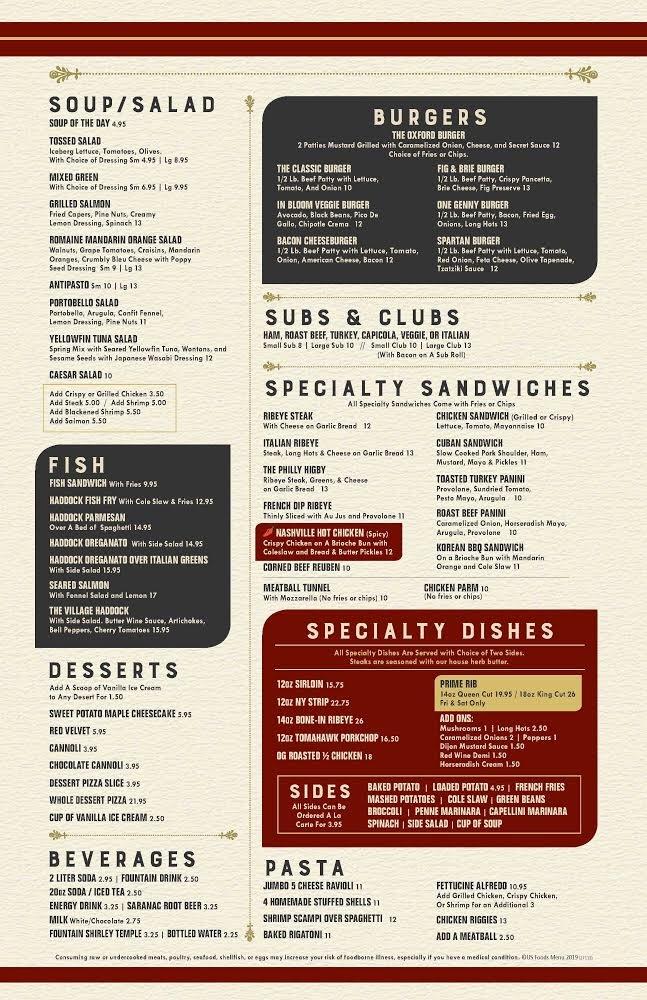 Menu at One Genny pub & bar, New Hartford