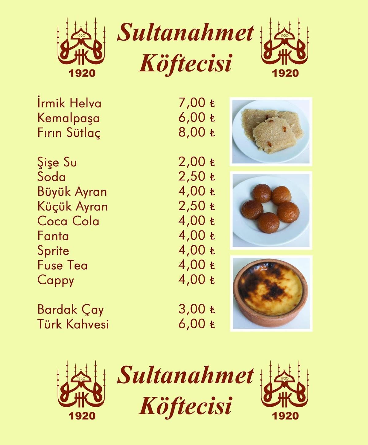 Menu at Sultanahmet K, Istanbul, Muvakkıthane Cd. No 31
