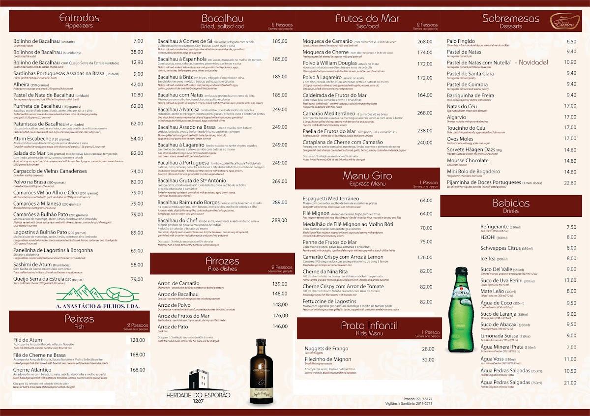 Menu em Gruta de Santo Antônio restaurante, Niterói