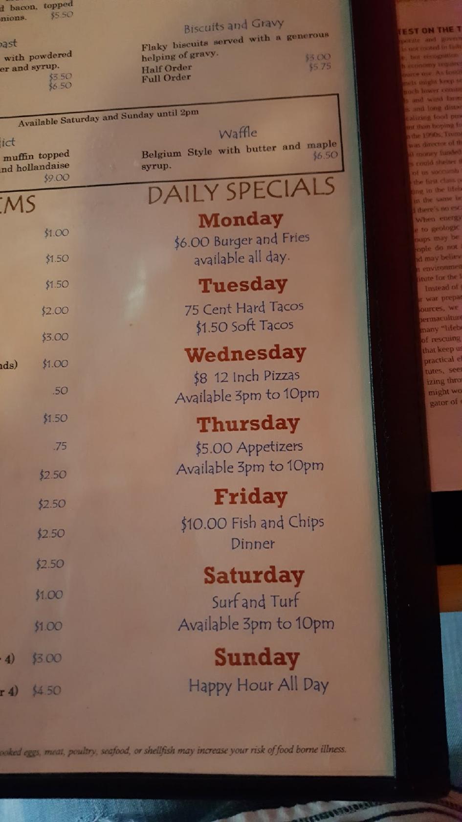 Menu at The Gateway Grill pub & bar, Springfield