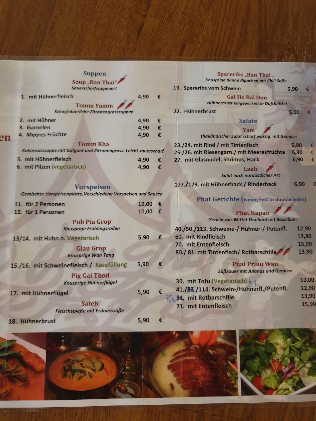 Speisekarte von Ban Thai Restaurant Frankfurt, Frankfurt am Main