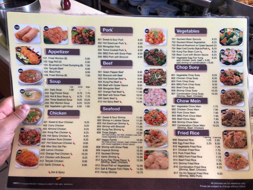 Menu at Ho Ho China restaurant, Norwalk, Rosecrans Ave