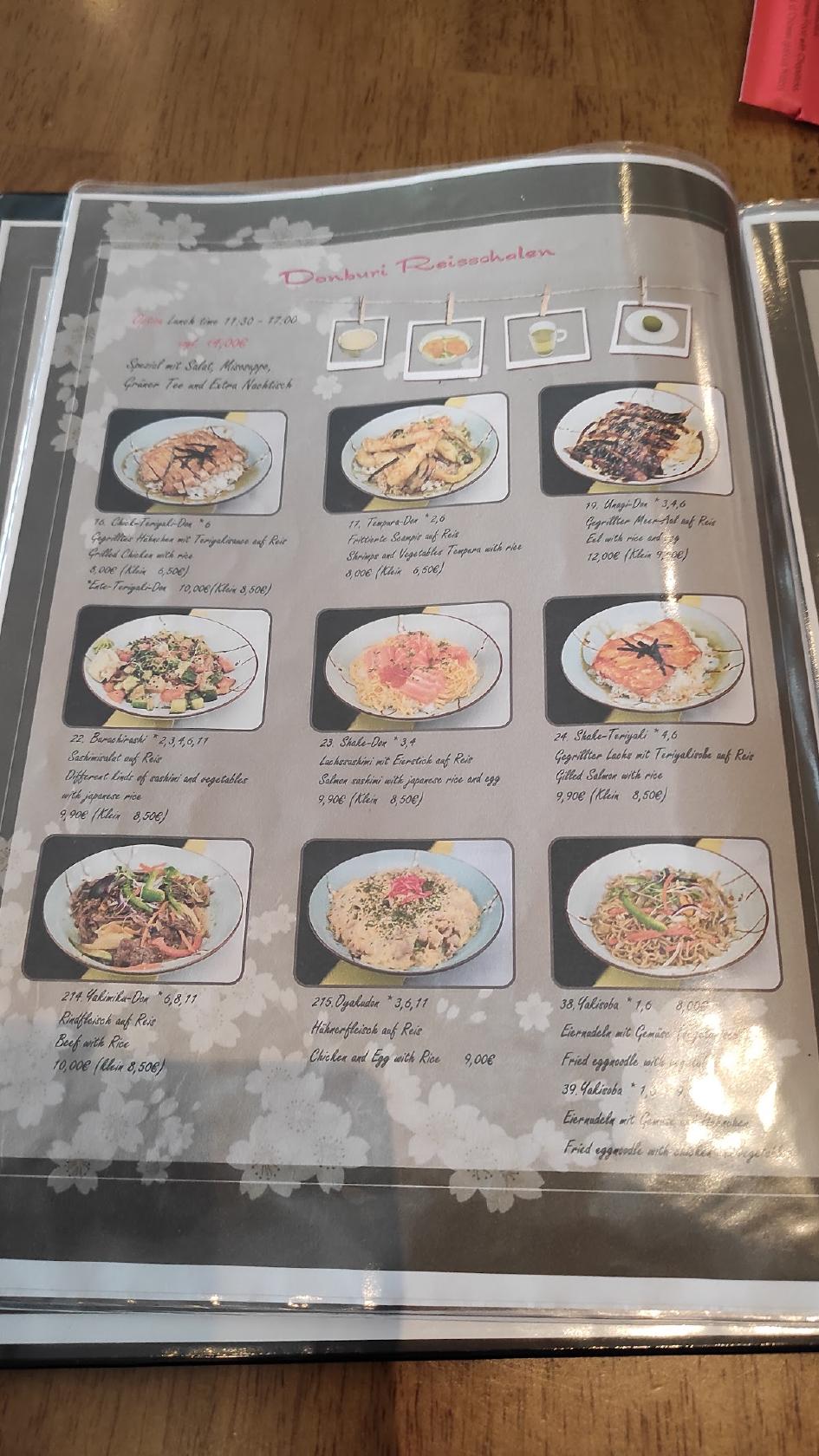 Menu at Kamon Sushi Bar, Frankfurt