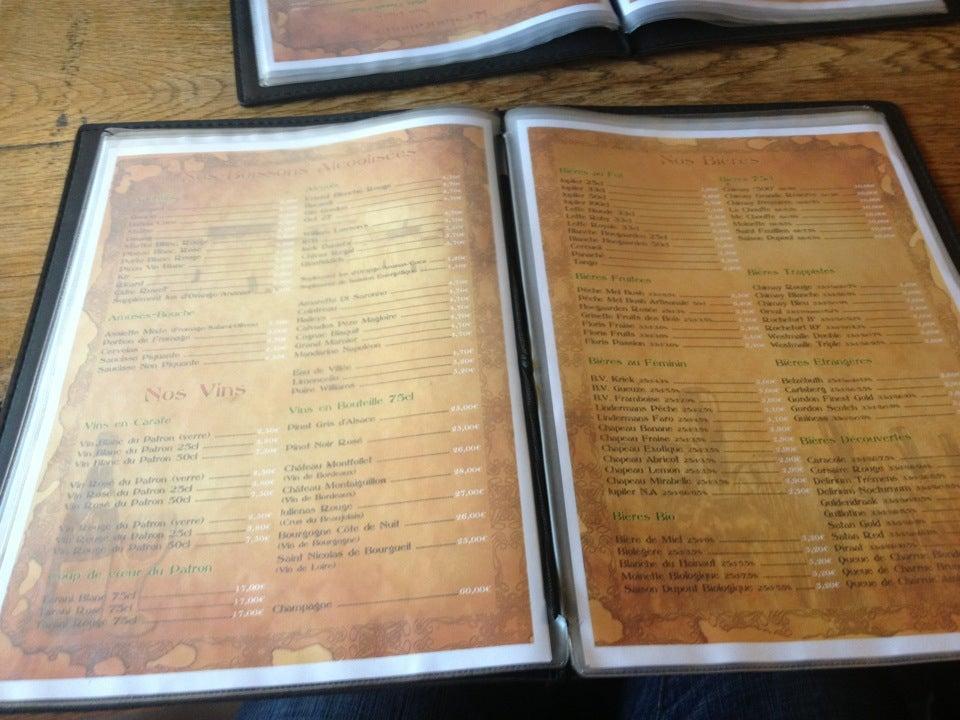 Menu at La Cervoise, Mons