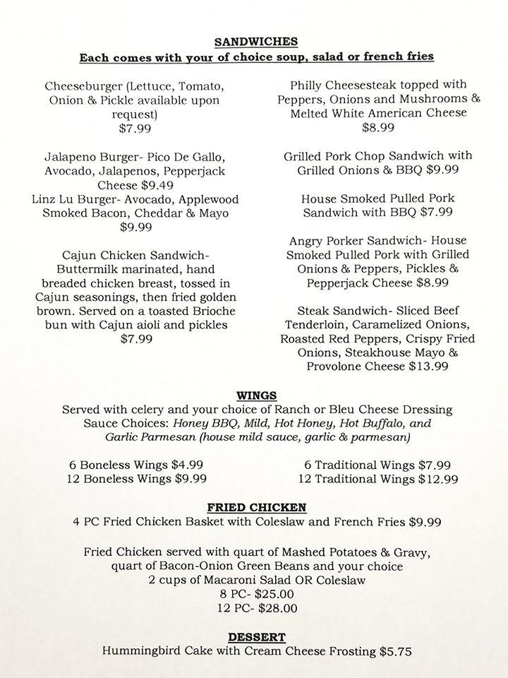 Menu at Longbranch Restaurant, L'Erable, N 1500 East Rd