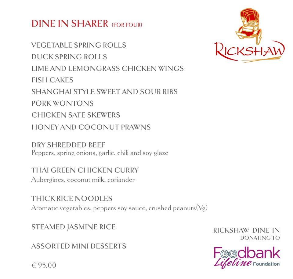 Menu at Rickshaw restaurant, Attard