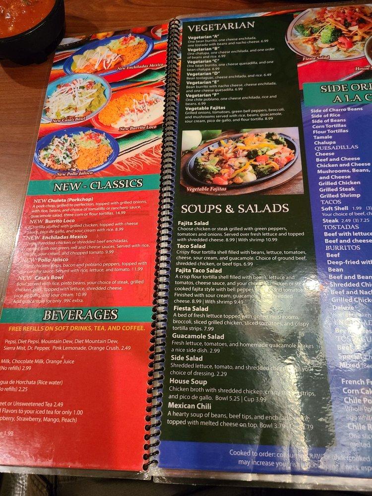 Menu at Casa Del Sabor restaurant, Springfield