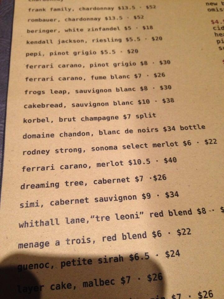 Menu at M3 pizzeria, Reno