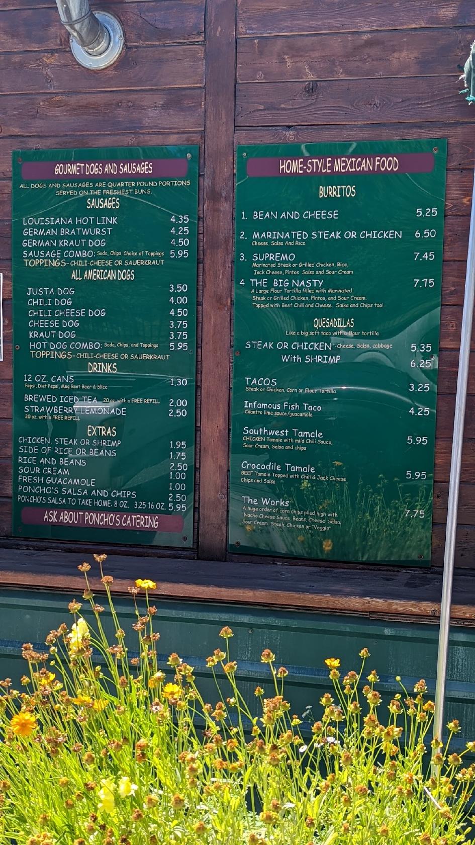 Menu at Poncho & Lefkowitz restaurant, Mount Shasta