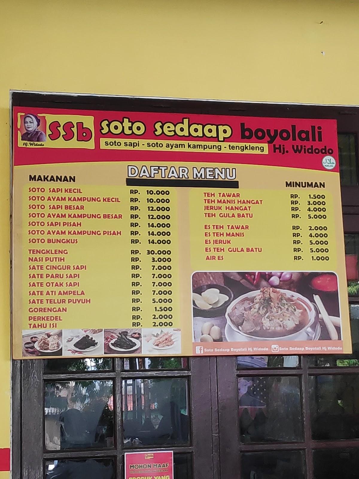 Menu at Spesial Soto Boyolali (SSB) Hj. Hesti Widodo restaurant ...