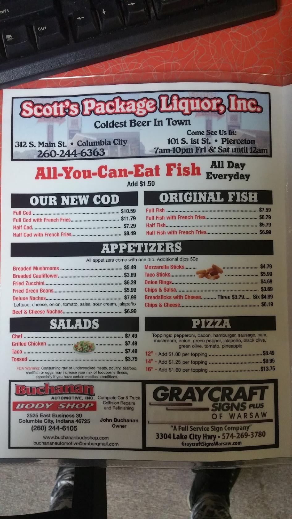 Menu at 11th Frame pub & bar, Columbia City