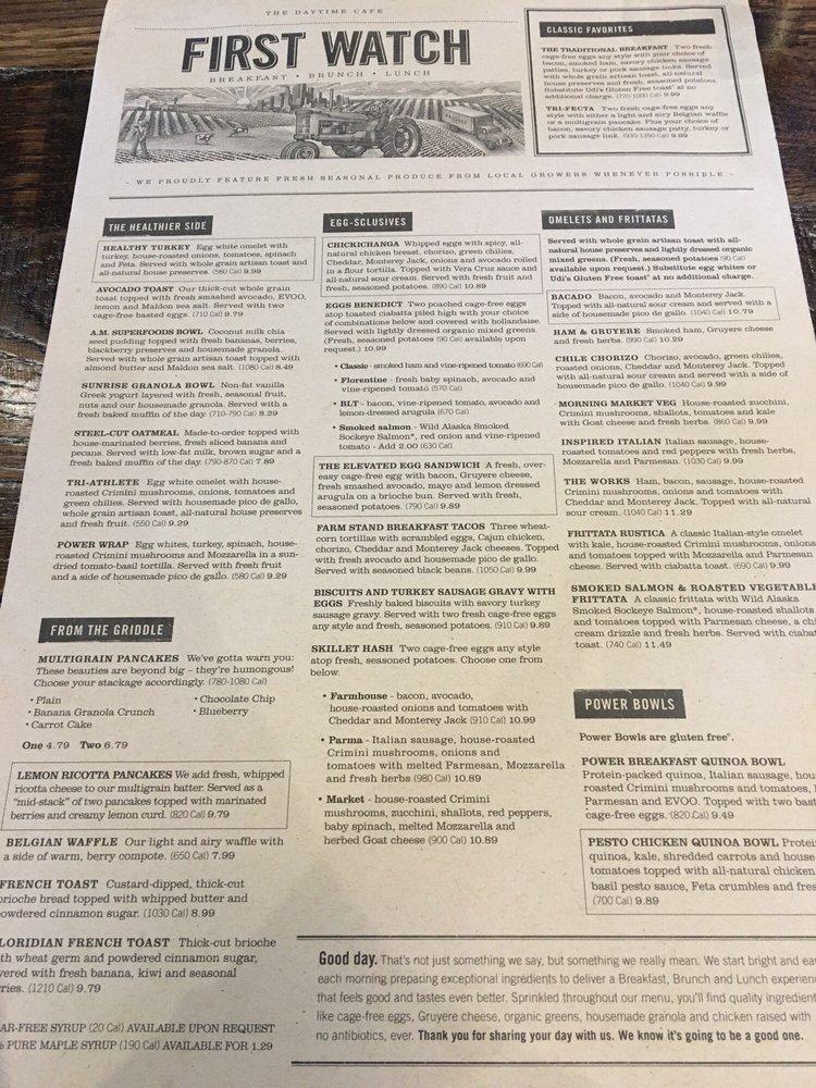 Menu at First Watch cafe, Monroe, Cincinnati Dayton Rd #106