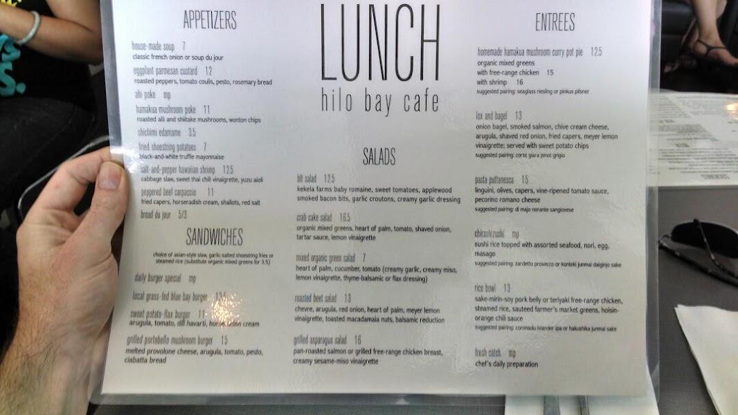 Menu at Hilo Bay Cafe, Hilo, 123 Lihiwai St
