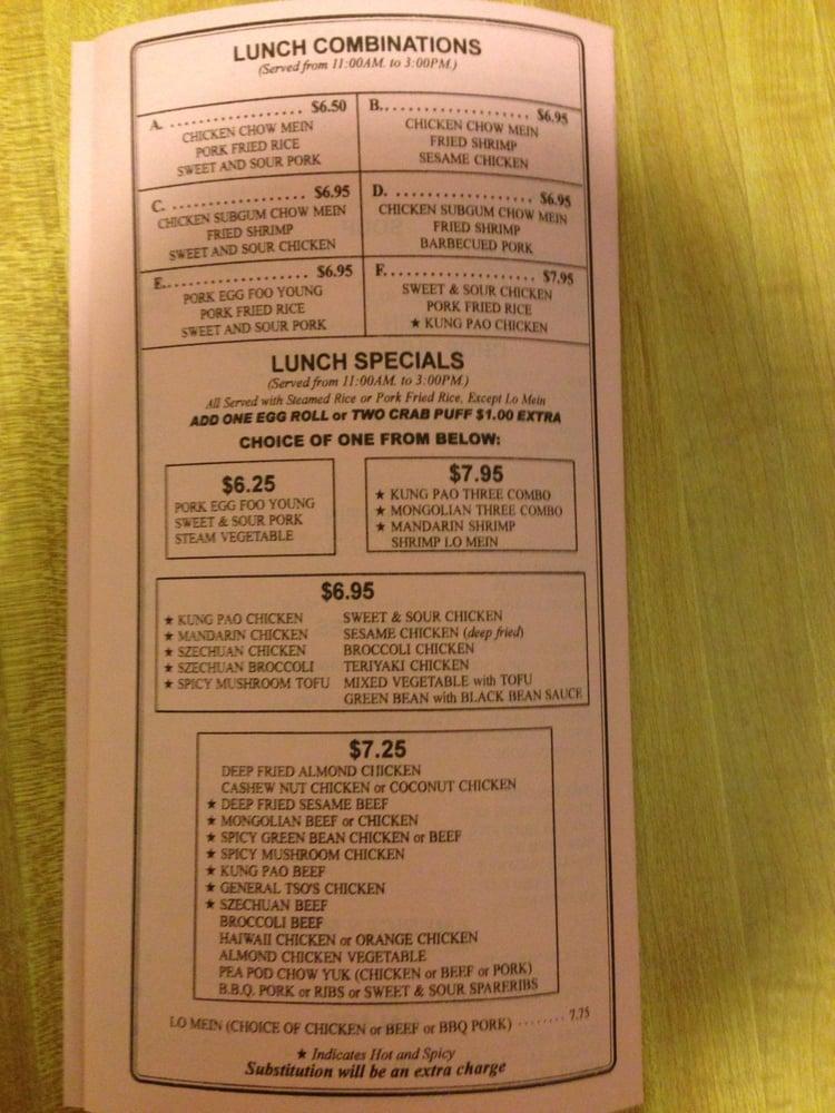Menu at John's Chinese Restaurant, Keizer