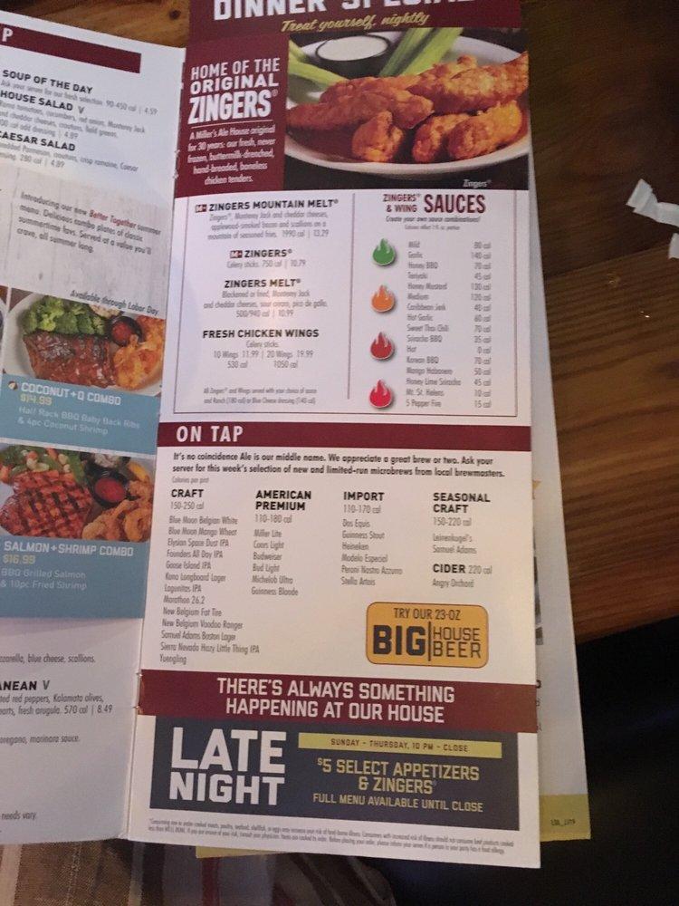 Menu at Miller's Ale House pub & bar, Jupiter, 126 Center St