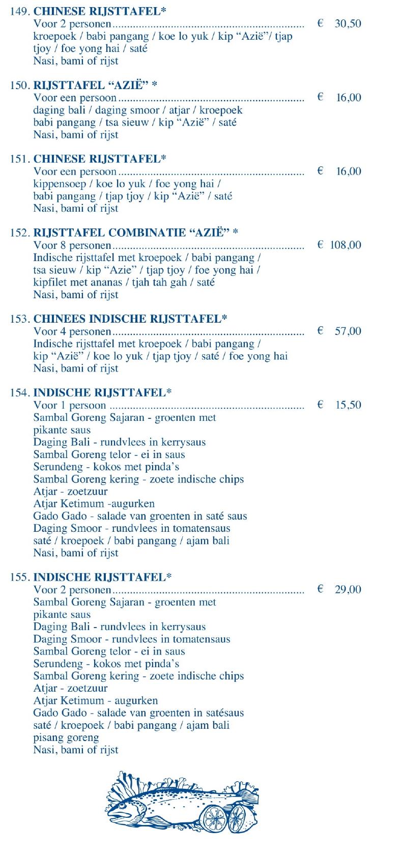 Menu at Restaurant Azie, Ammerzoden