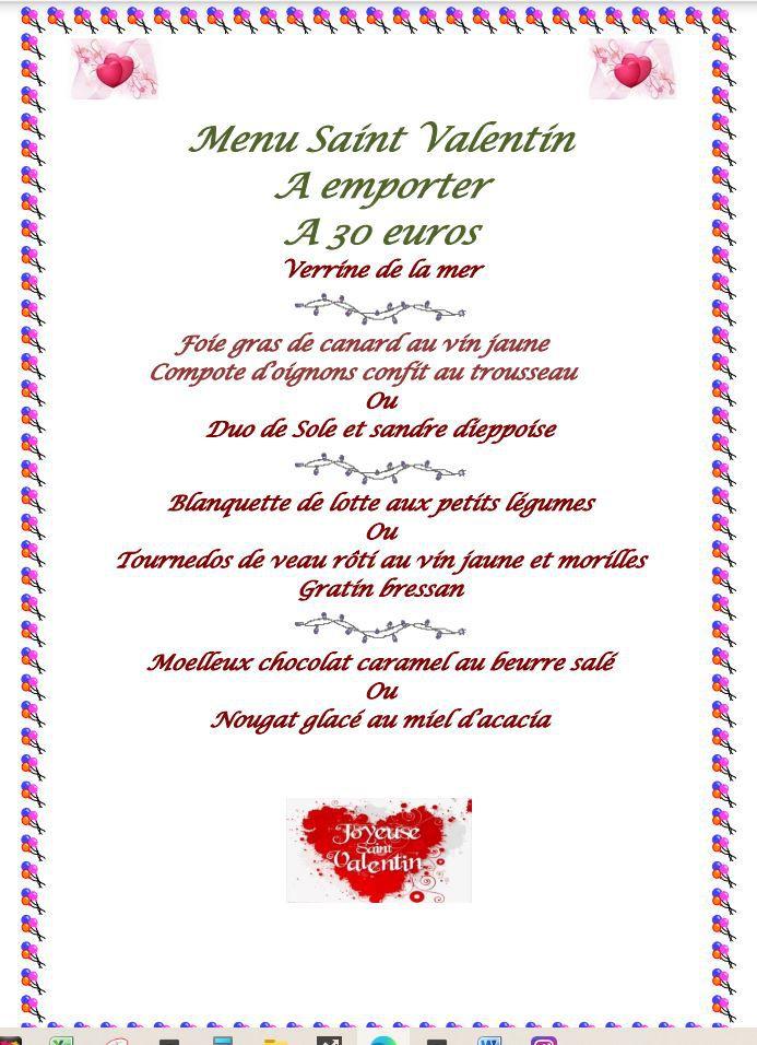 Menu au restaurant de la cloche, Bletterans
