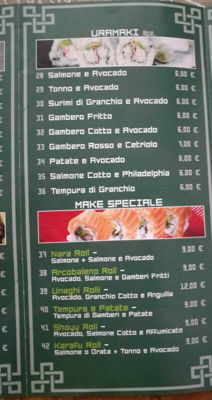 Menu at Sushi Mito restaurant, Arezzo