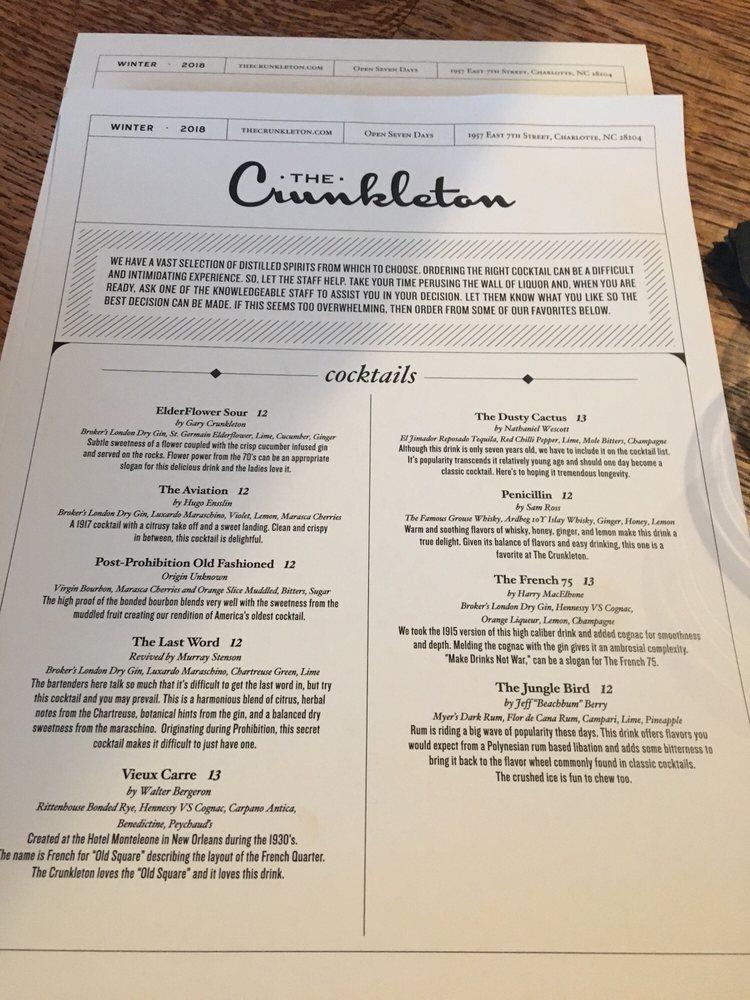 Menu at The Crunkleton pub & bar, Charlotte