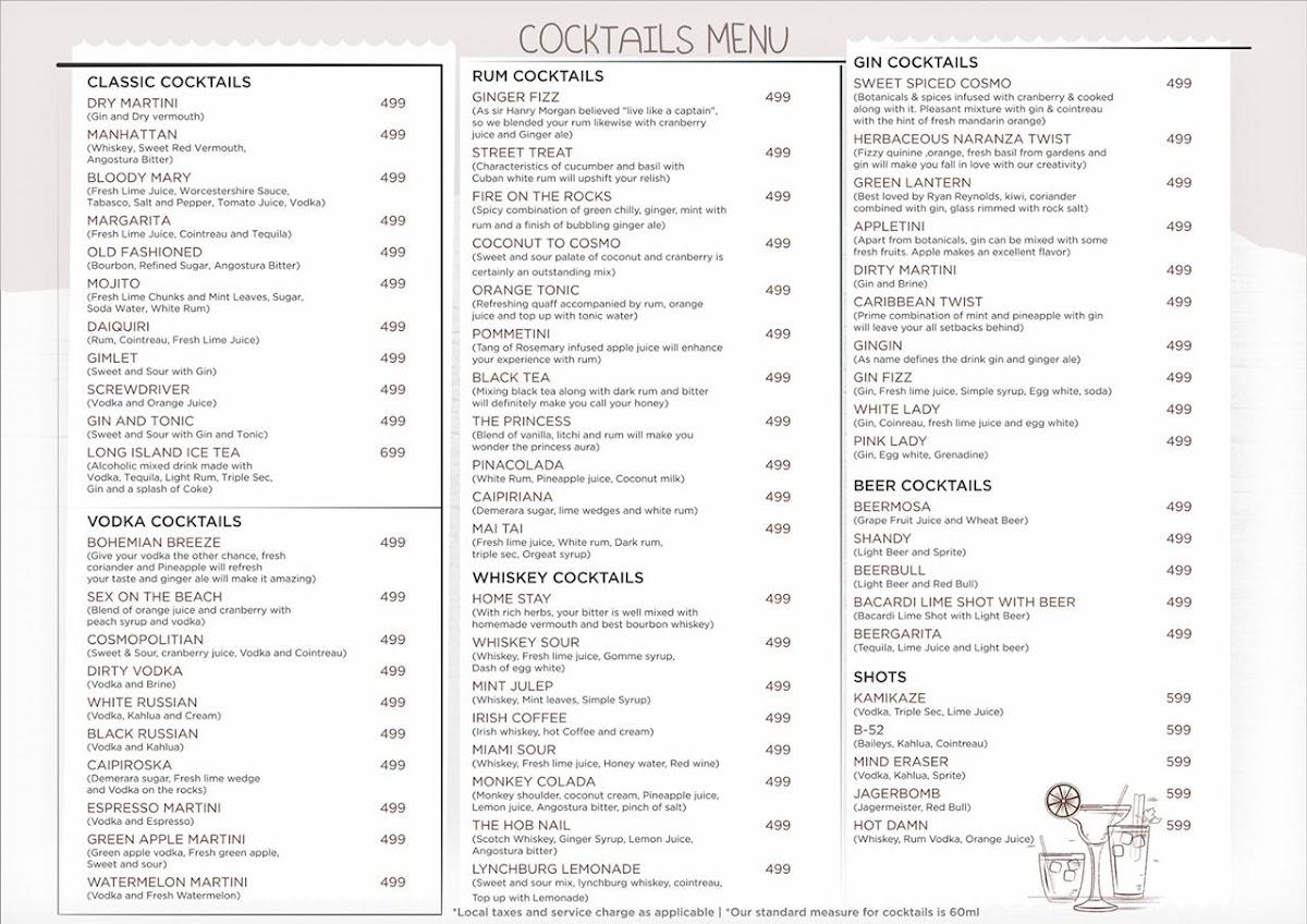 Menu at The Eighteen, Indore