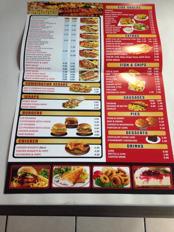Menu at Sea Master Fish & Chips fast food, Broadstairs