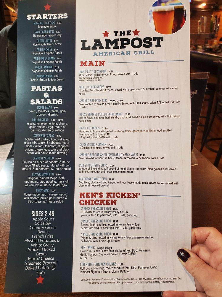 Menu at The Lampost pub & bar, New Paris
