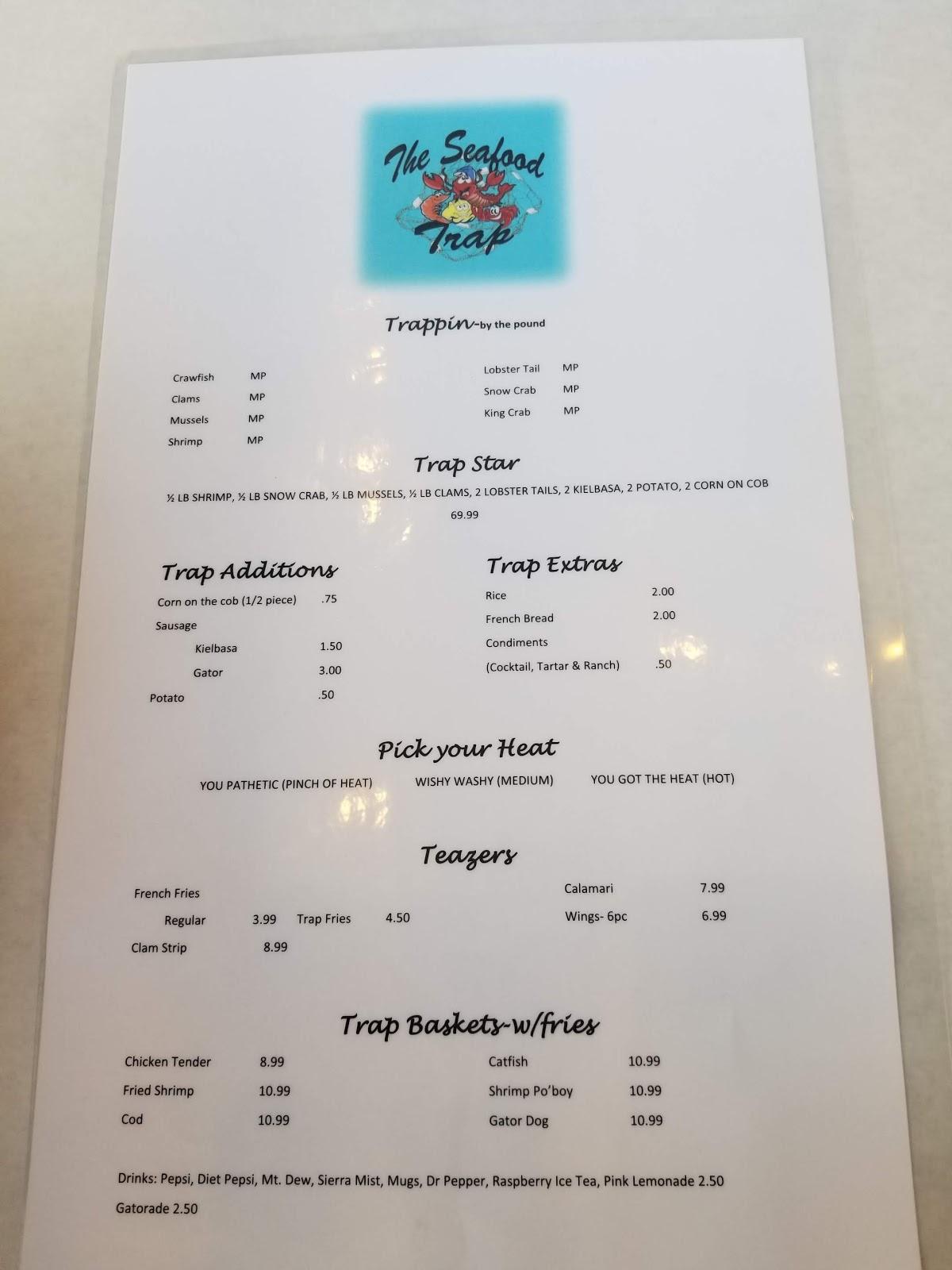 Menu at The Seafood Trap restaurant, Des Moines