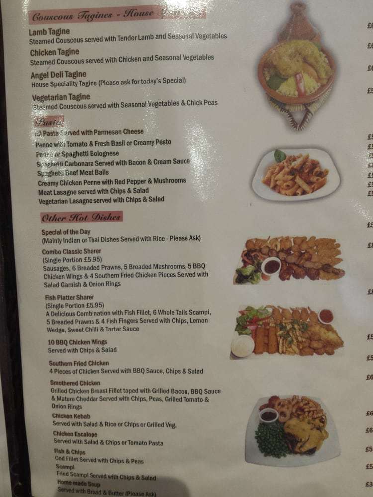 Menu at Angel Kebab fast food, London, 9 Chapel Market