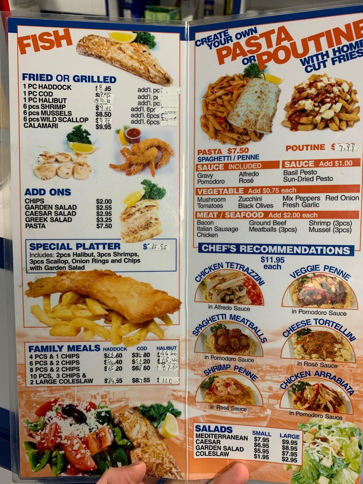 Menu at Captain George's Fish & Chips restaurant, Aurora, 14 Wellington ...