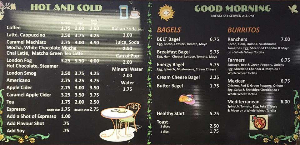 Menu at The Coffee Tree cafe, Stettler, 50 Ave
