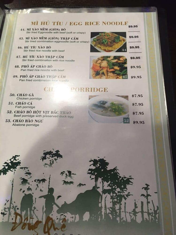Menu at Dong Que Restaurant, San Jose, 2852 Alum Rock Ave