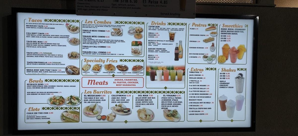 Menu at El Torazo Mexican Restaurant, Bellflower