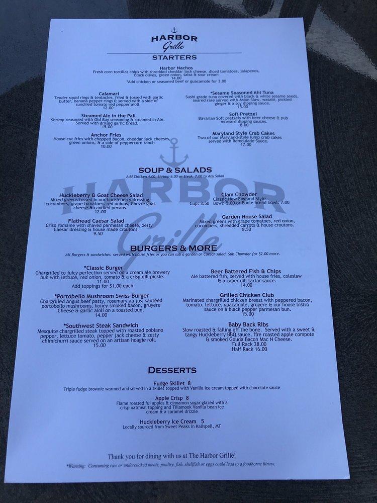 Menu at Harbor Grille pub & bar, Lakeside