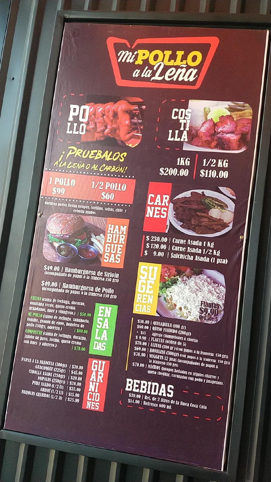 Carta del restaurante Mi pollo a la leña, Monterrey, Eje Metropolitano ...