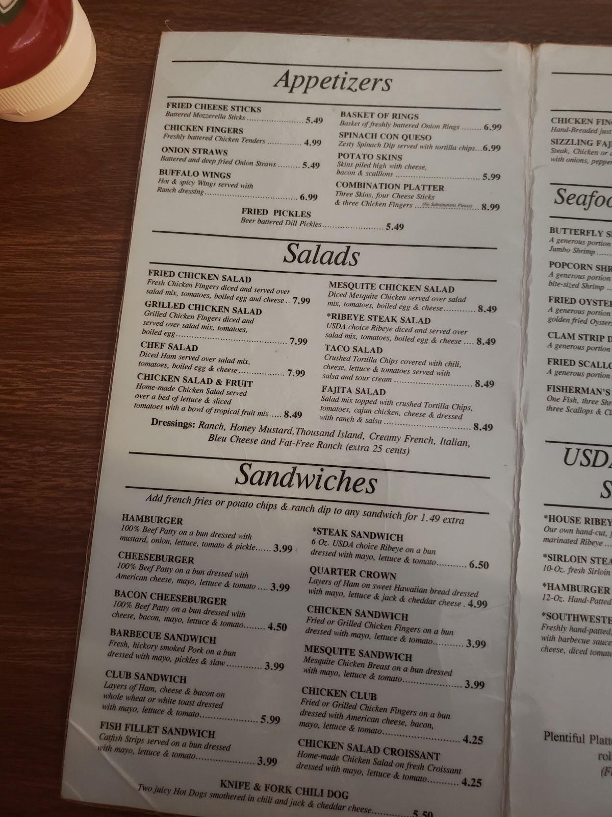 Menu at Preston's Restaurant, Lawrenceburg, Hwy 43 S