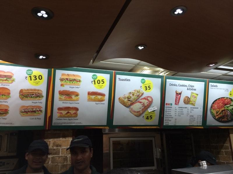 Menu at Subway Vijay Cross Roads, Ahmedabad