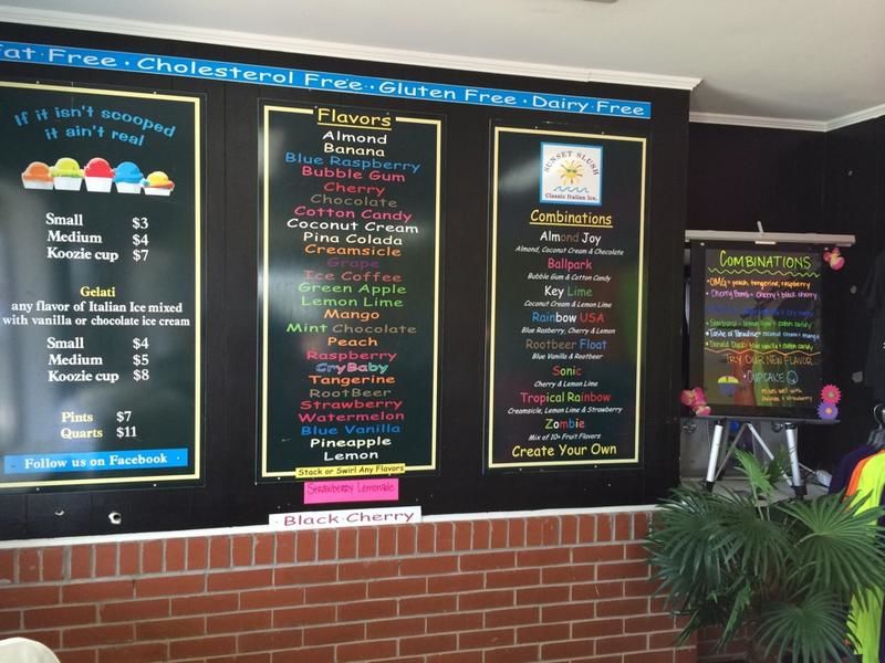 Menu at Sunset Slush of Holden Beach desserts, Holden Beach