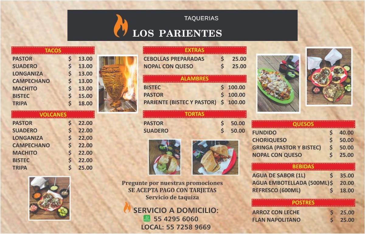 Menu at Taquerías Los Parientes restaurant, Mexico