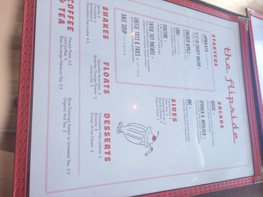 Menu at The Flipside restaurant, Nashville