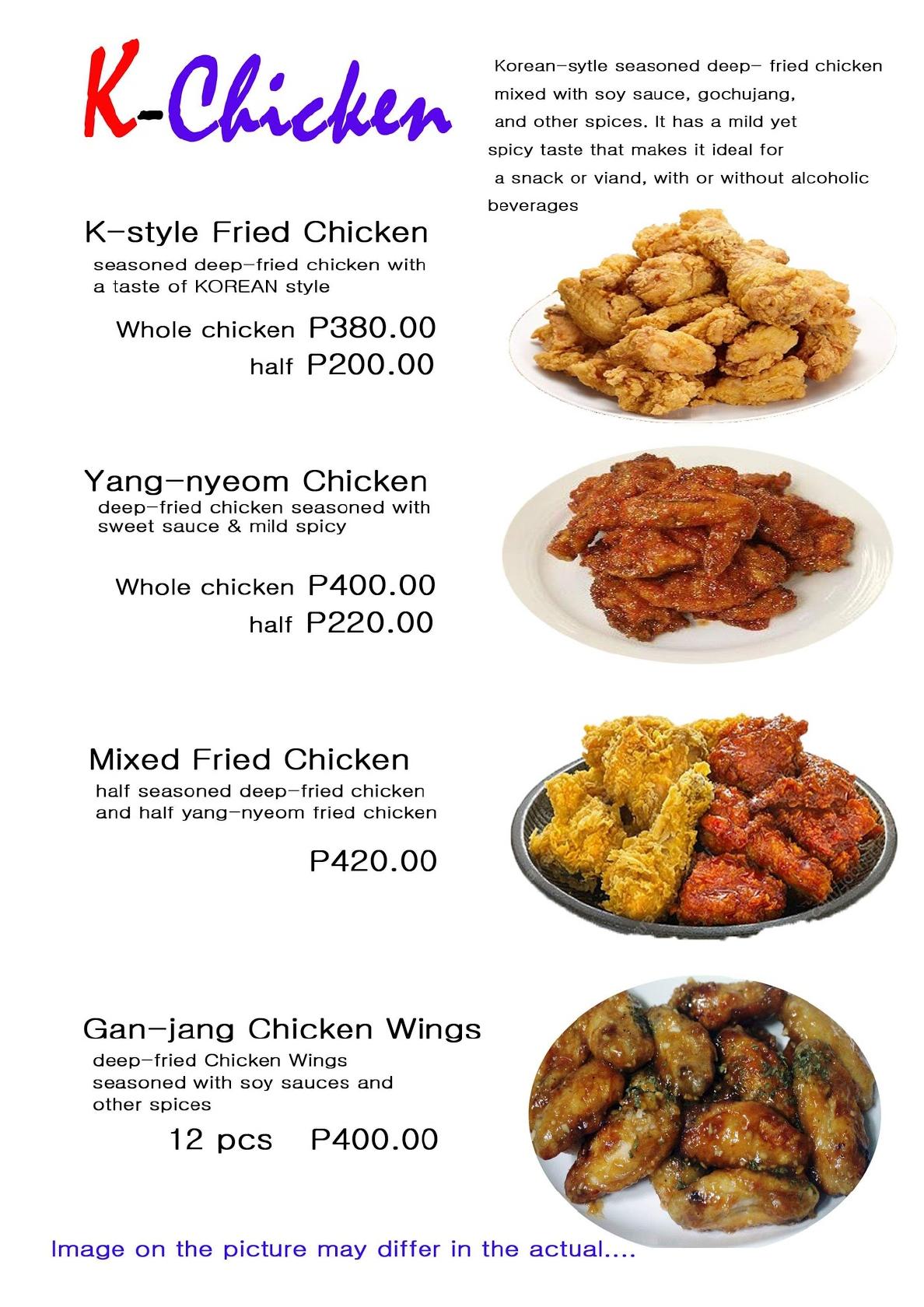 Menu at You-Han's K-Bap Restaurant, Cabangan