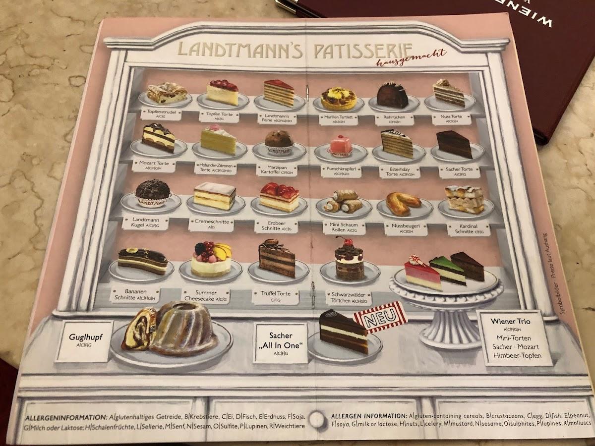 Menu at Café Museum cafe, Vienna