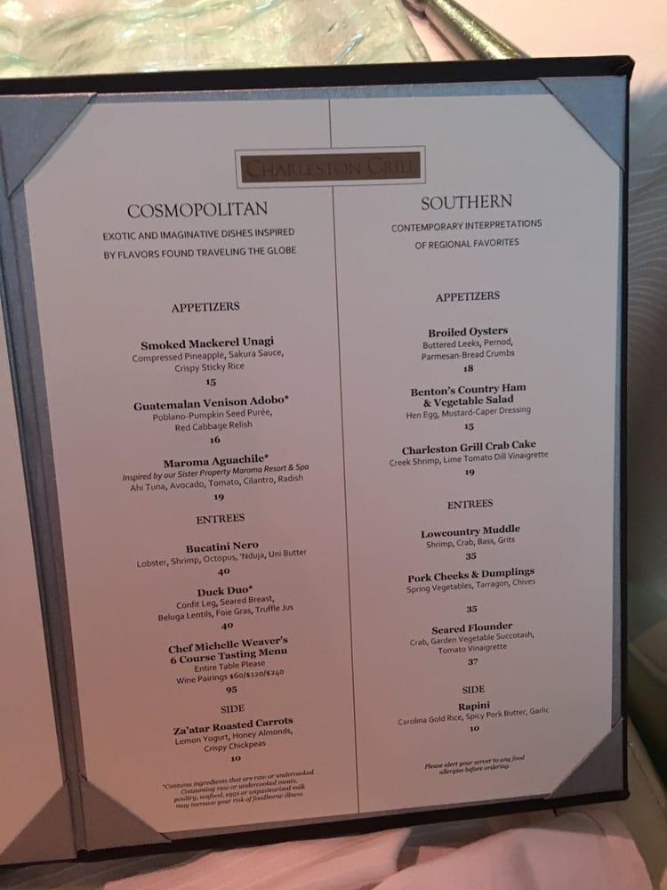 Menu at Charleston Grill pub & bar, Charleston